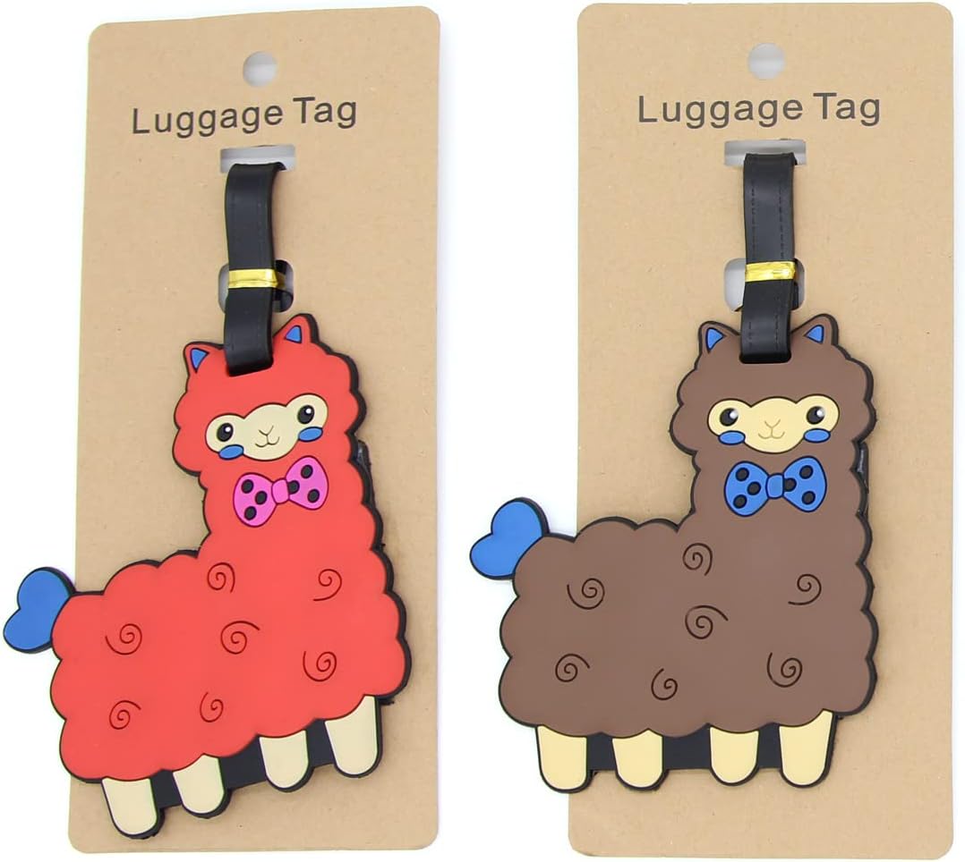 Alpaca Luggage Tags for Suitcases 2-Pack Cute Silicone Luggage Tag wit ...